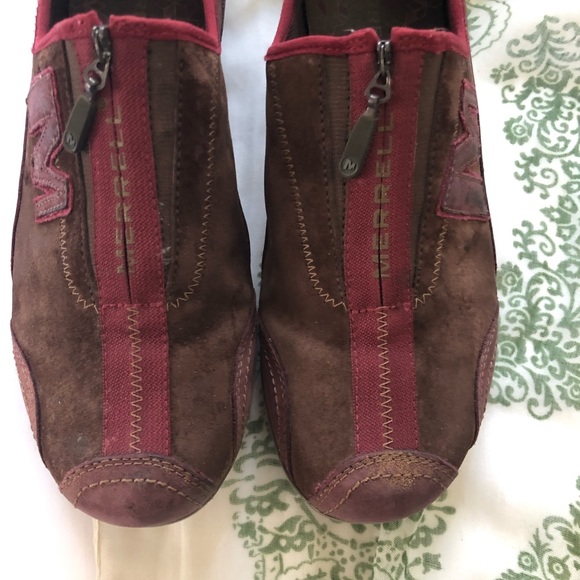 Merrell | Shoes | Merrell Arabesque Leather Zip Slip On Flat Shoes 8 ...